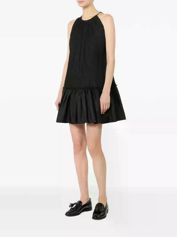 Max Mara Short Sleeveless Dress In Pleated Taffeta