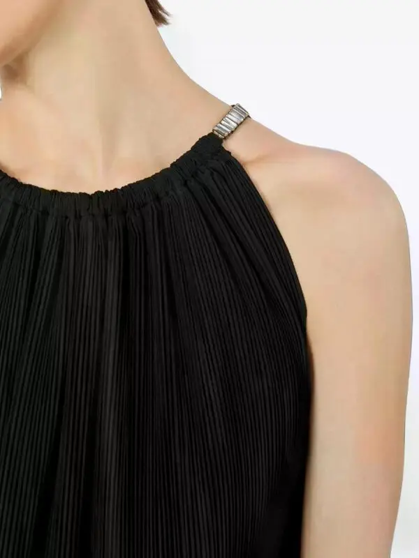 Max Mara Short Sleeveless Dress In Pleated Taffeta