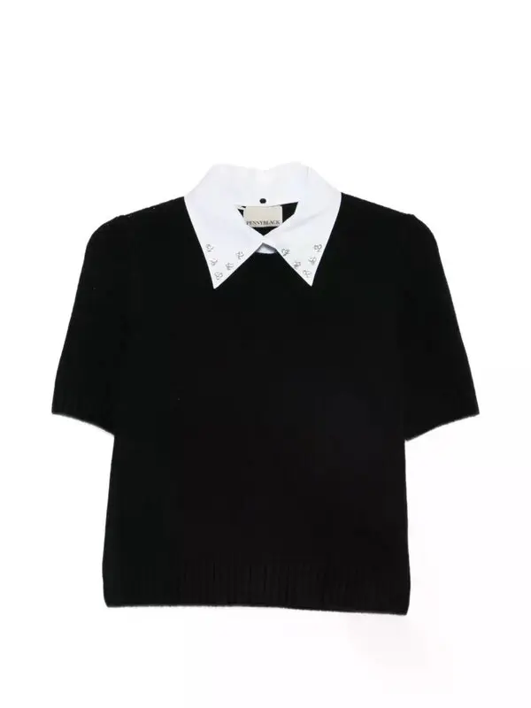 PENNYBLACK Embellished-collar Short-sleeve Sweater