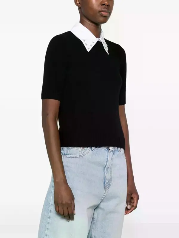 PENNYBLACK Embellished-collar Short-sleeve Sweater