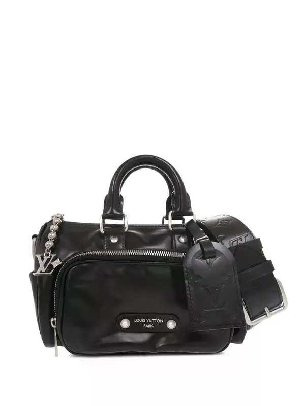 LOUIS VUITTON 2021-2026 Glossy Calfskin Keepall Cargo Bandouliere 25 Satchel - Black