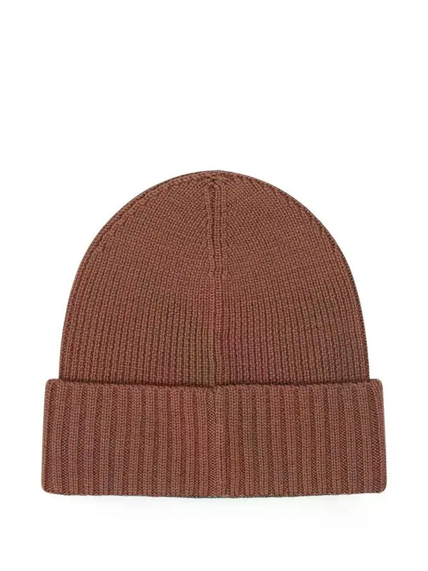BOSS Rib-knit Virgin-wool Beanie With Logo Plaque
