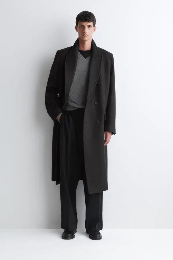 Cos Double-breasted Wool-blend Long Coat