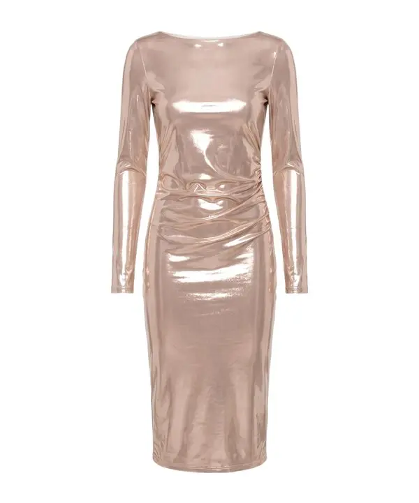 Patrizia Pepe Metallic-effect Ruched Midi Dress