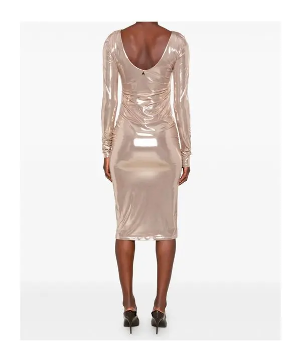 Patrizia Pepe Metallic-effect Ruched Midi Dress