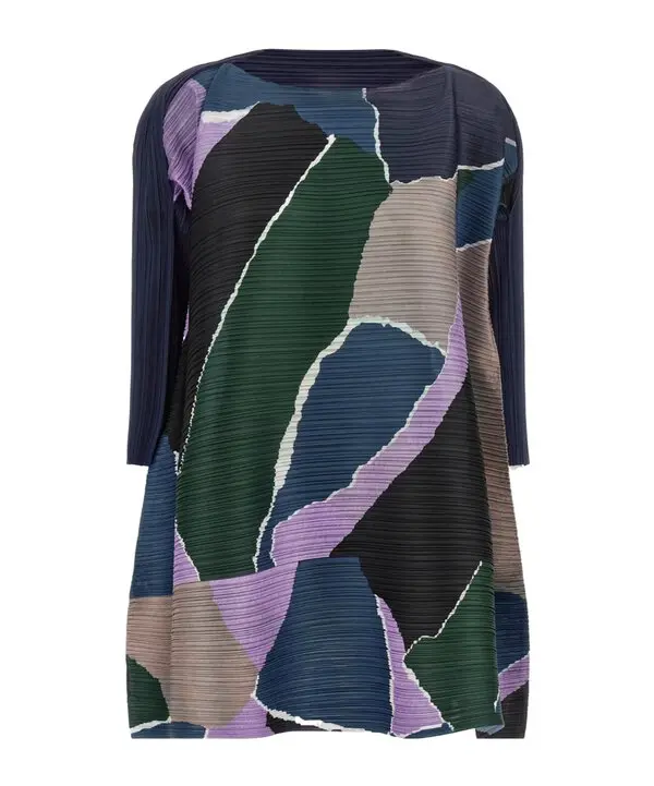 Issey Miyake Surprise! Abstract-print Pleated Mini Dress