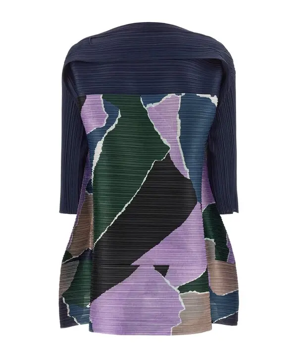 Issey Miyake Surprise! Abstract-print Pleated Mini Dress