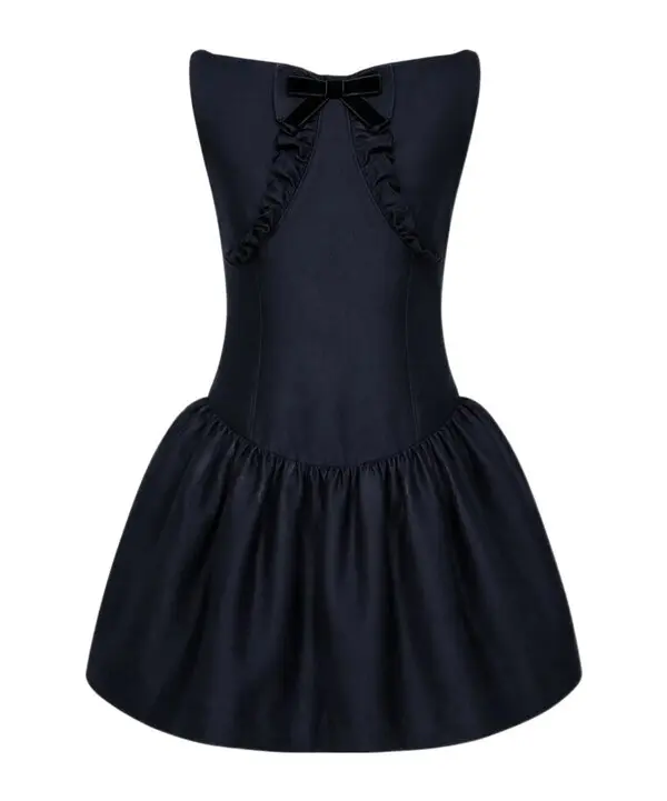 SHUSHU/TONG Ruffled Bow-detail Mini Dress - Navy Blue