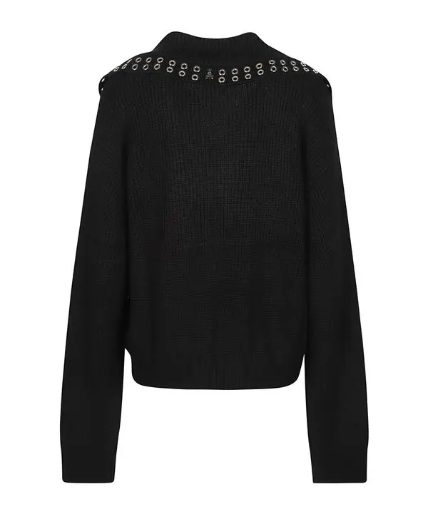 PATRIZIA PEPE Eyelet Polo Neck Knitted Sweater