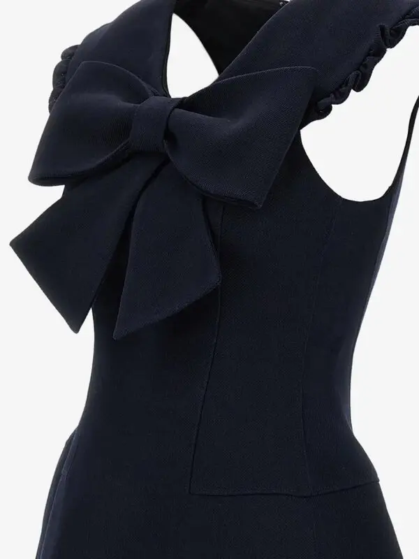 SHUSHU/TONG Bow-detail Ruffled-trim Dress