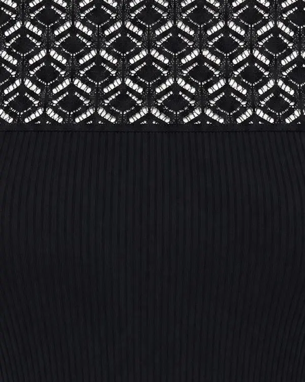 PATRIZIA PEPE Sheer Pattern Long Sleeve Knitted Sweater