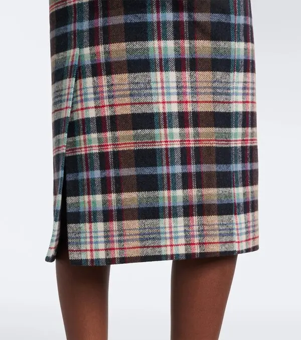 SHUSHU/TONG Bow-detail Checked Midi Skirt