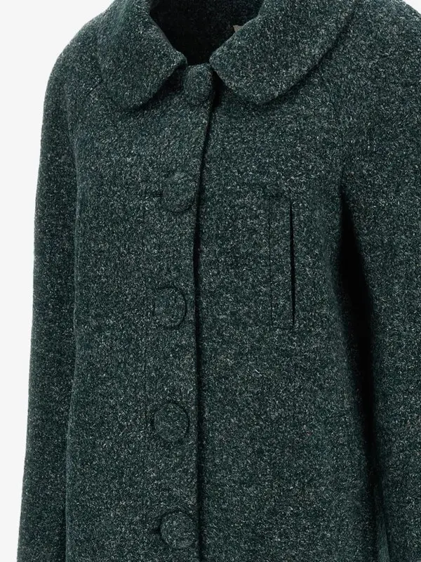 SHUSHU/TONG Bouclé Single-breasted Coat - Green