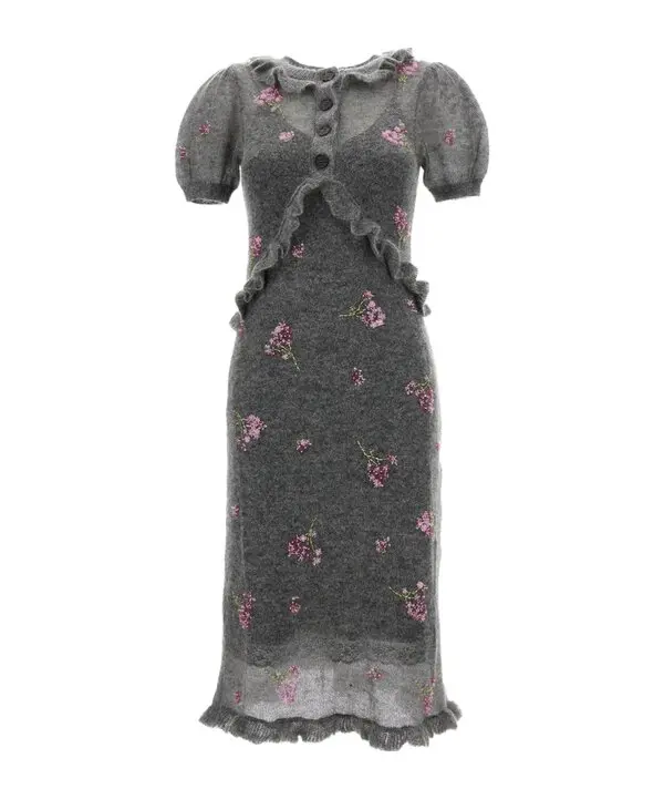 SHUSHU/TONG Knit Short-sleeve Dress - Taupe