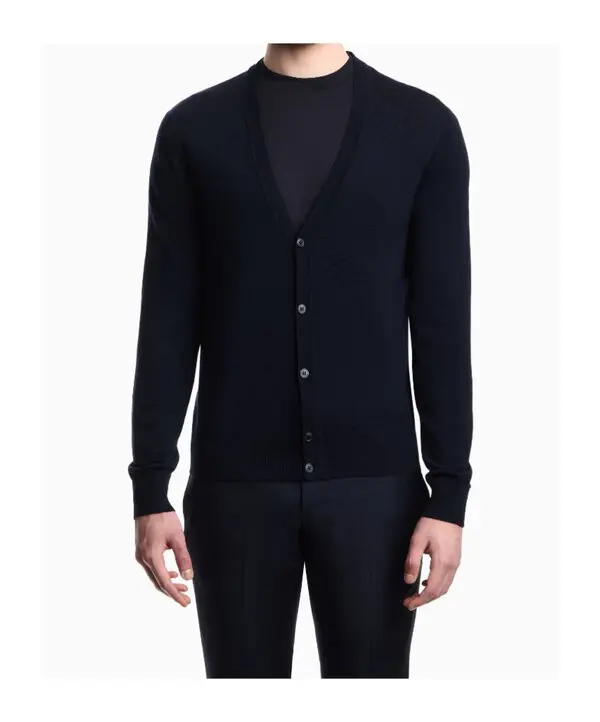 EMPORIO ARMANI Logo-embroidered V-neck Cardigan