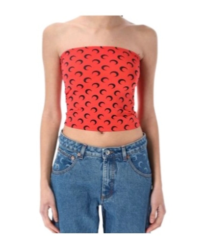 MARINE SERRE All-over Moon Printed Bustier Top