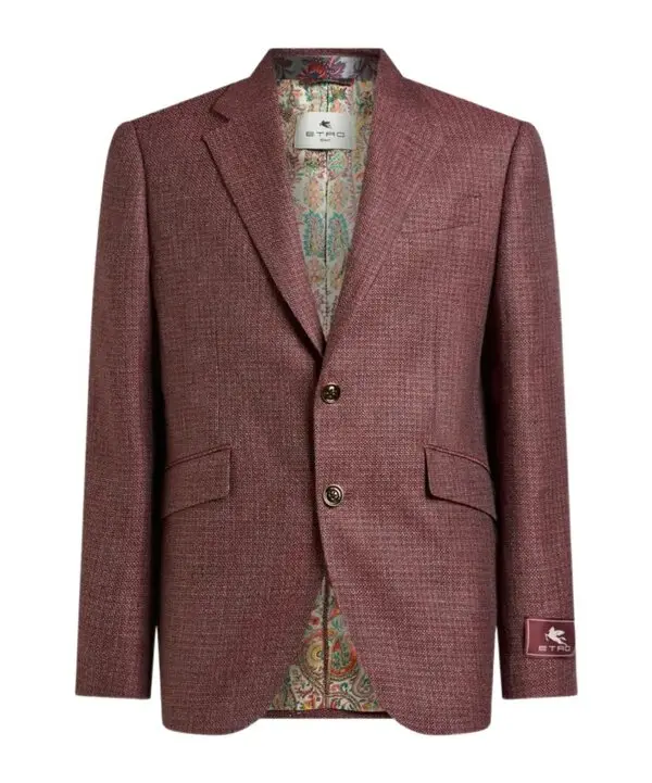 Etro Single-breasted Wool Mouliné Jacket
