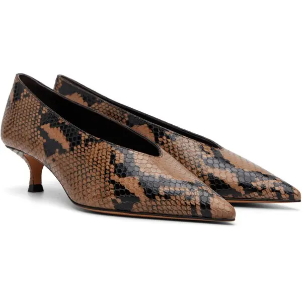 Le Monde Beryl Babouche Snake-effect Heeled Pumps - Fango