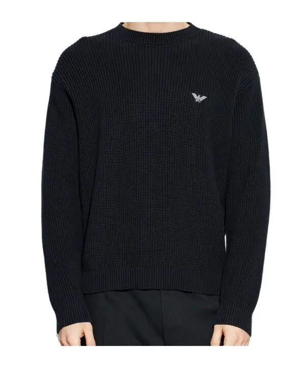 Emporio Armani Logo Embroidered Crewneck Jumper