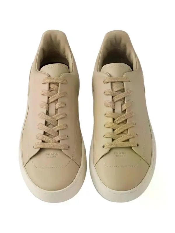 Prada Court Leather Sneakers - Neutrals