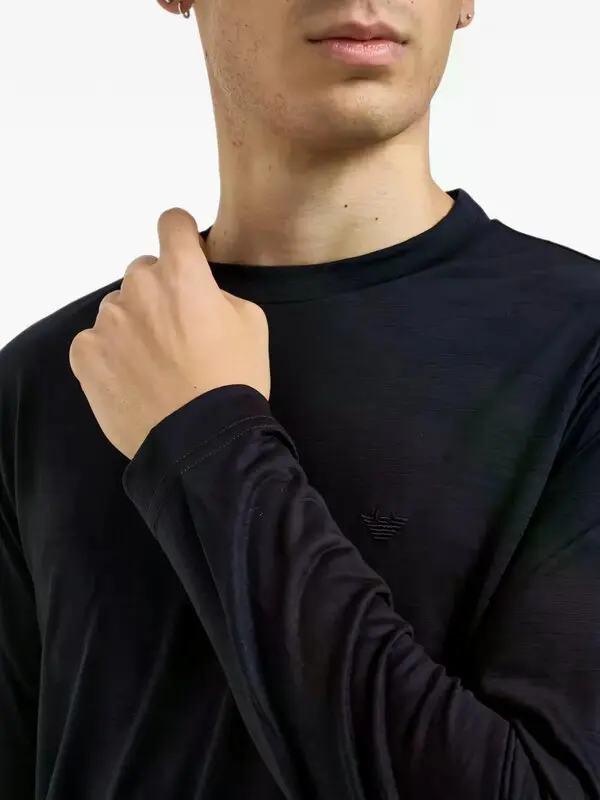 Emporio Armani Logo-embroidered Long-sleeve Wool T-shirt