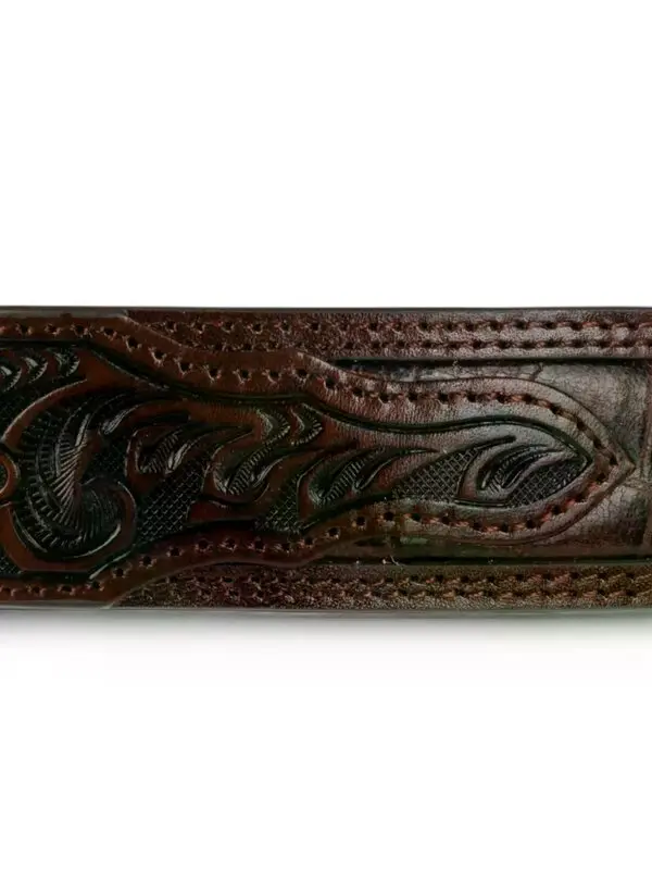 STETSON Croc-effect Floral-tooled Belt