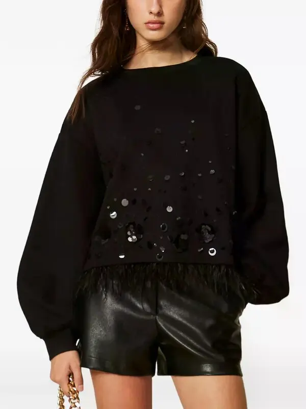 TWINSET Sweatshirt With Embroidery And Feathers