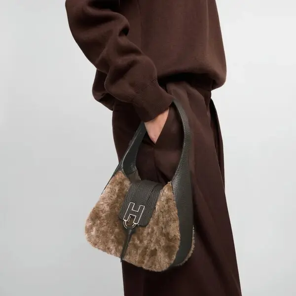Hogan Faux Fur Panel Shoulder Bag