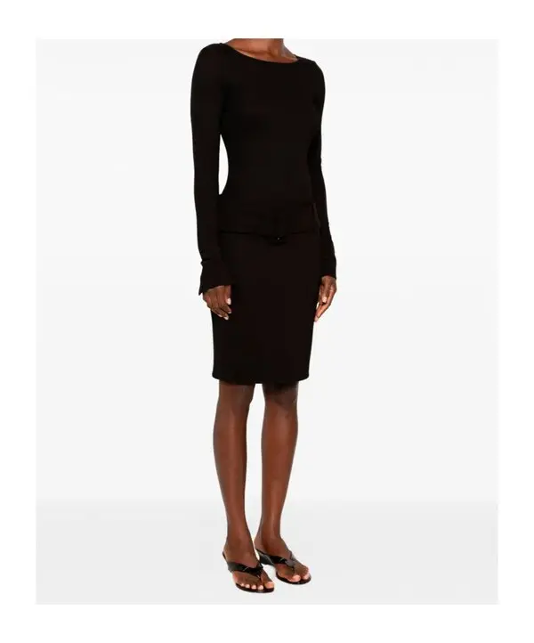 PATRIZIA PEPE Belted Long Sleeve Dress