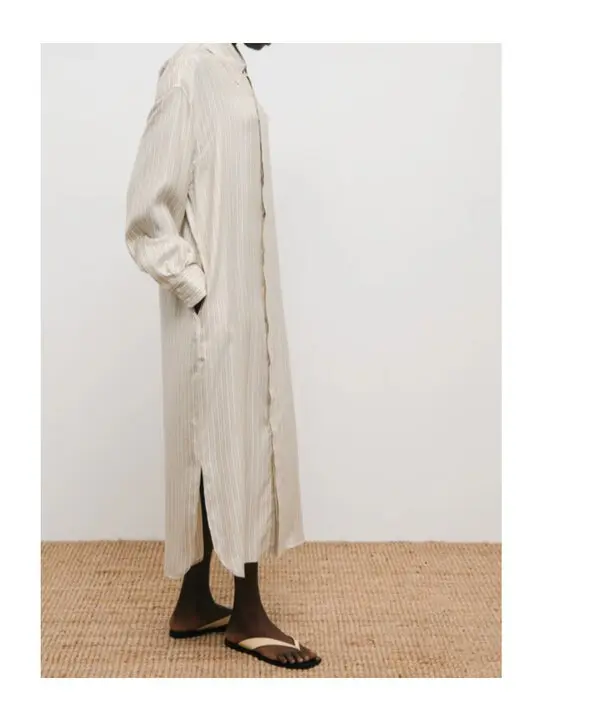 Le Kasha Long Sleeved Striped Shirt Dress