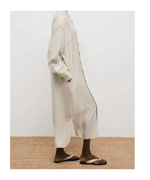 Le Kasha Long Sleeved Striped Shirt Dress