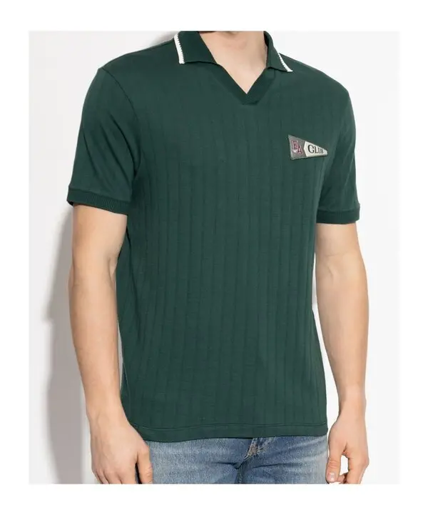 EMPORIO ARMANI Logo Patch Knit Polo Shirt