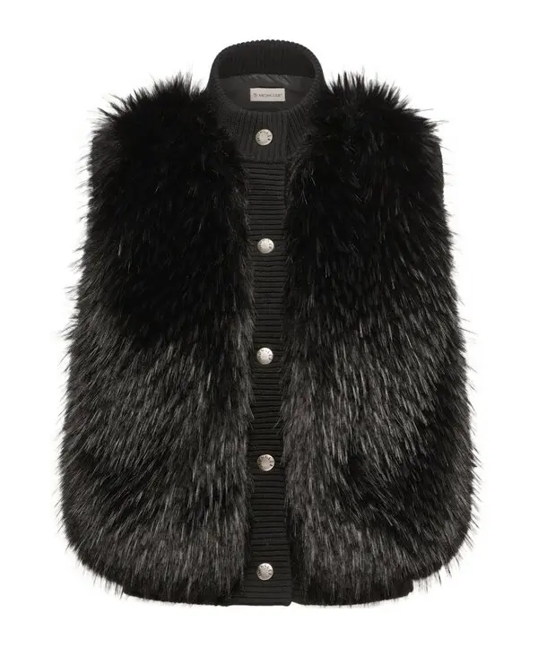 Moncler Button-up Padded Gilet - Black