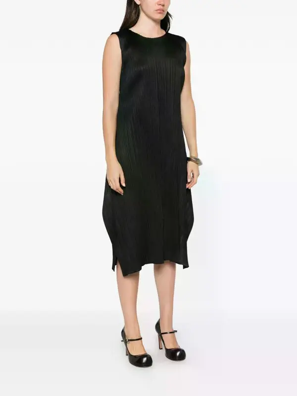 Issey Miyake Pleated Sleeveless Midi Dress