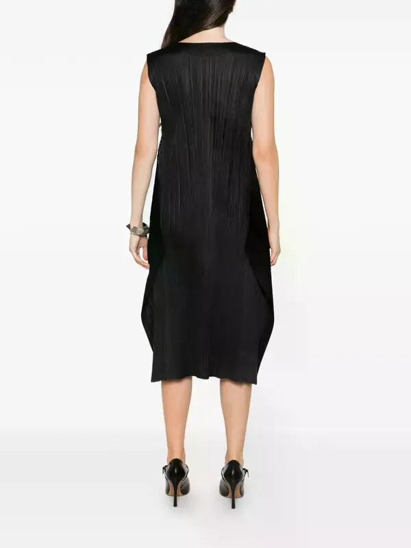 Issey Miyake Pleated Sleeveless Midi Dress