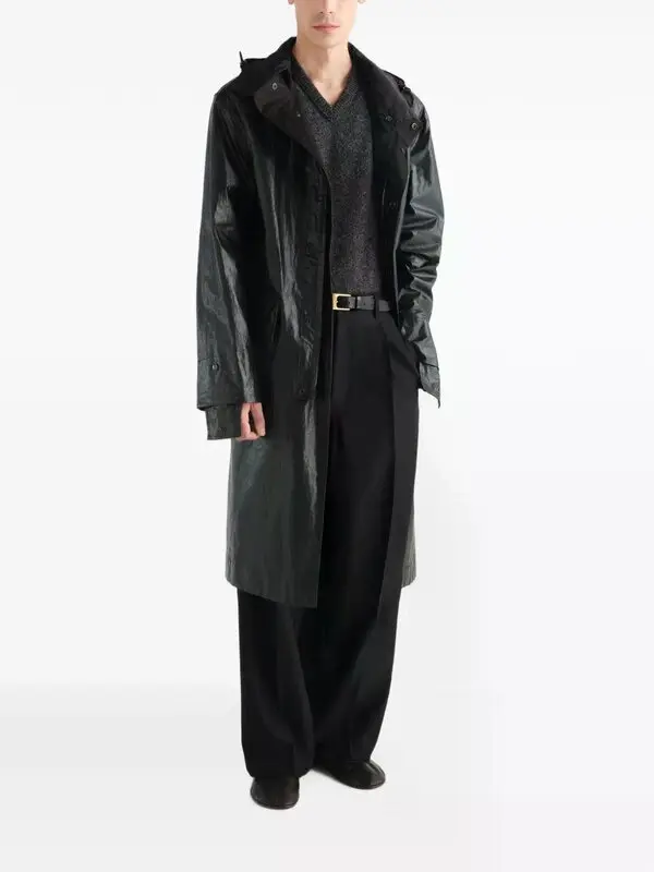 LEMAIRE Long Raincoat In Coated Linen And Cotton Blend