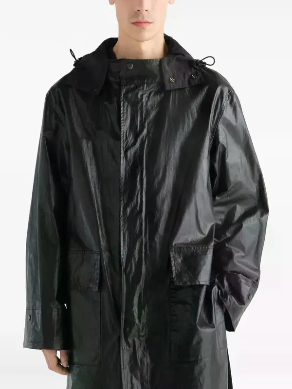 LEMAIRE Long Raincoat In Coated Linen And Cotton Blend