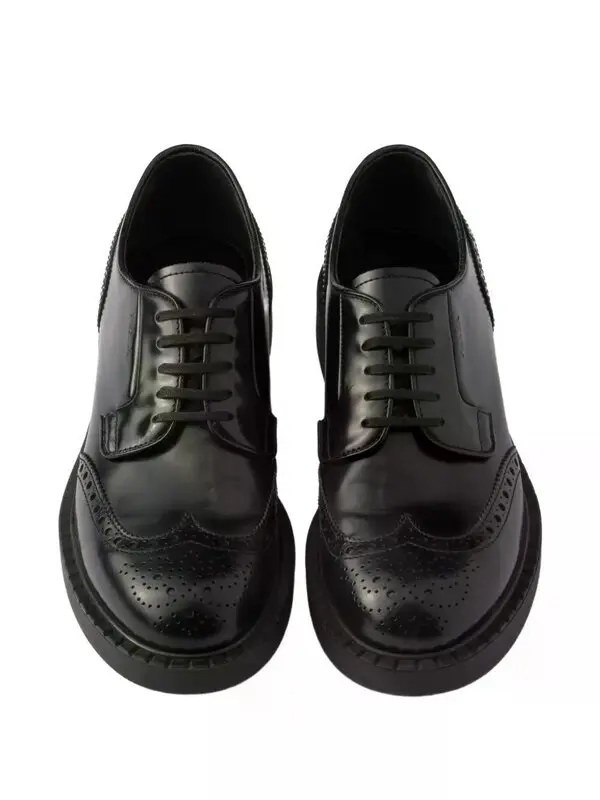 Prada Chocolate Brushed Leather Derby Brogues