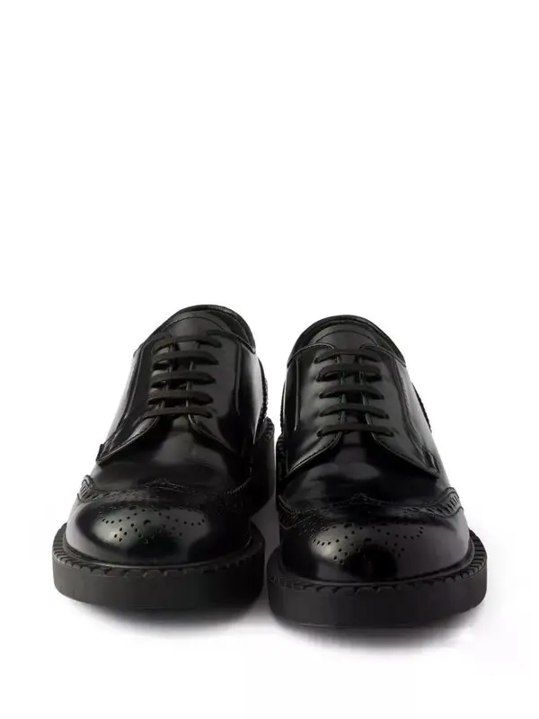 Prada Chocolate Brushed Leather Derby Brogues