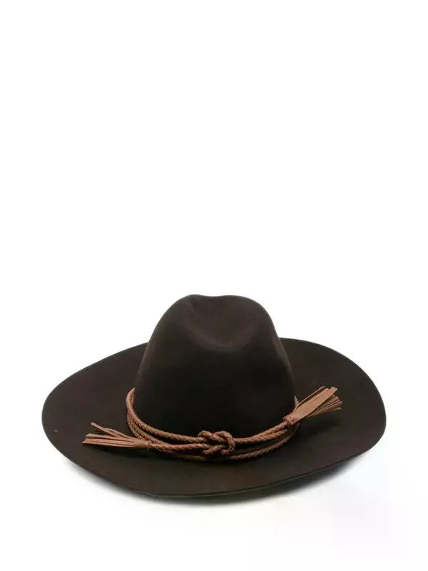 Moncler Logo-patch Braided-trim Fedora Hat - Brown