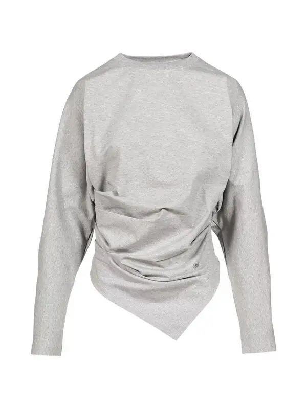 GANNI Blouse In Draped-jersey - Grey