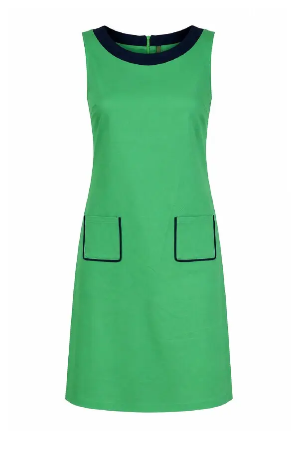 CONQUISTA Contrast-trim Sleeveless Shift Dress