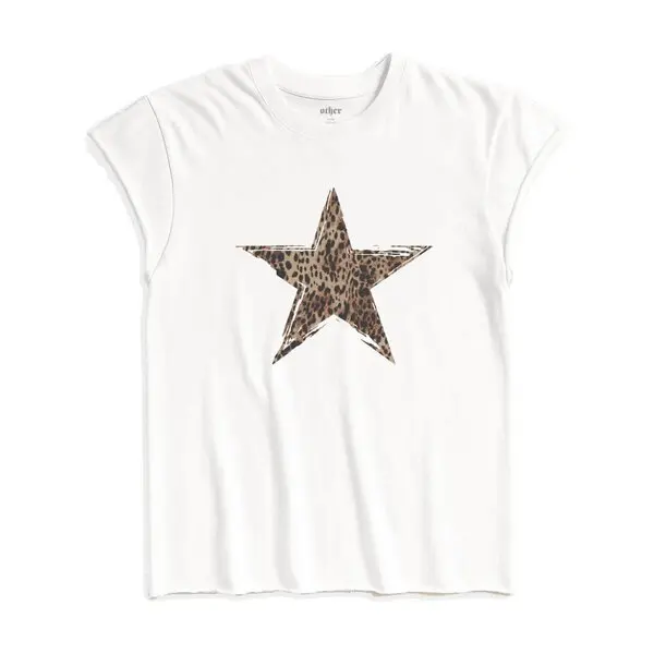 OTHER UK Leopard Star Rocker Tee Aged - White