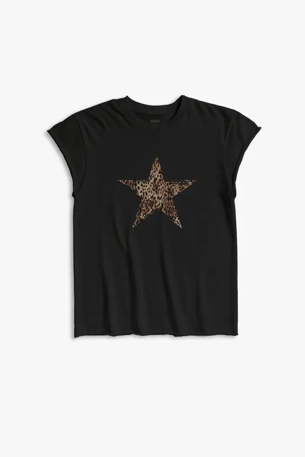 OTHER UK Leopard Star Rocker Tee Aged