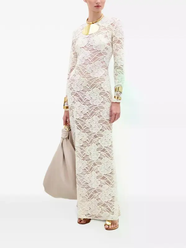 Silvia Tcherassi Ida Flower-lace Maxi Dress - White