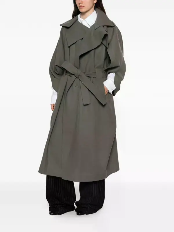 Issey Miyake Belted Oversized-collar Coat
