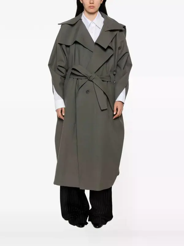Issey Miyake Belted Oversized-collar Coat