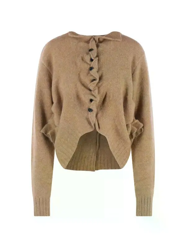 PILLINGS Ruffled Asymmetrical Cashmere Cardigan