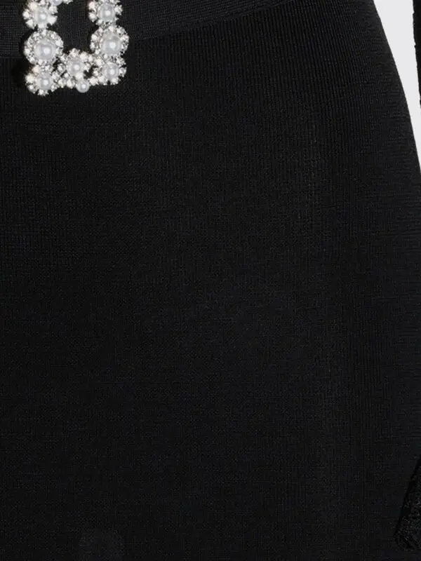 SELF-PORTRAIT Jewel-embellished Slim Fit Knit Midi Sheath Dress With Long Sleeves