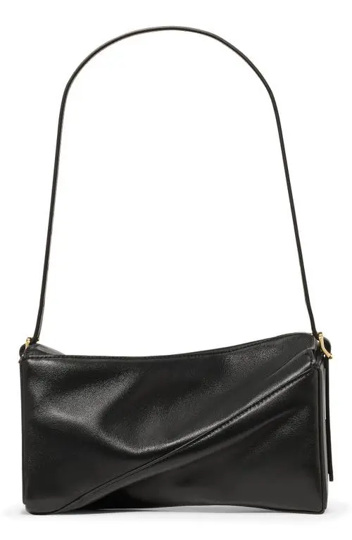 Kate Spade New York Deco Smooth Leather Twisted Flap Shoulder Bag - Black